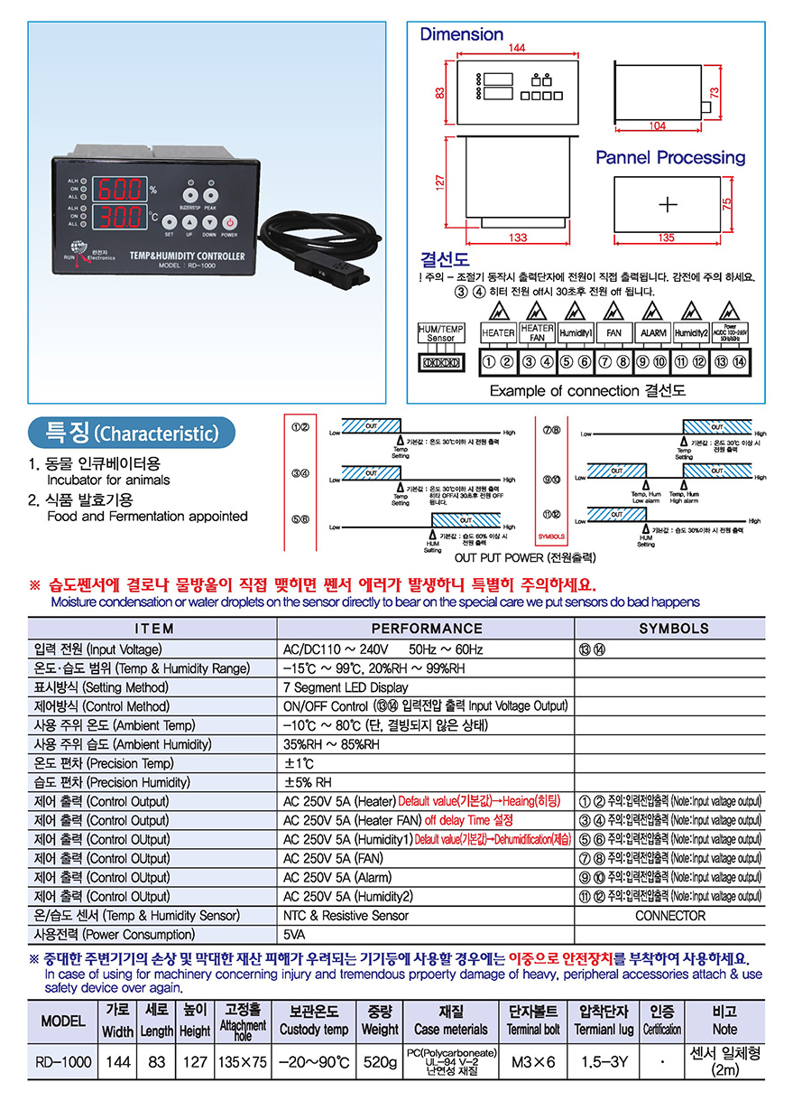 디지털 온습도조절기 RD-1000(런전자) - 2SK