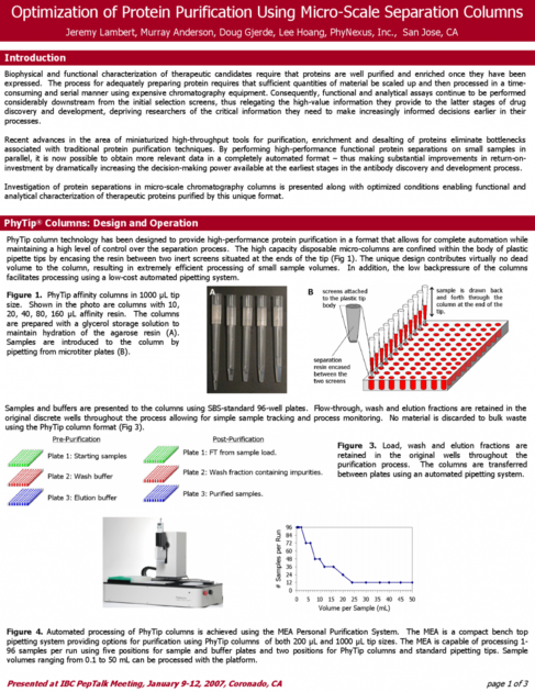 Optimization of Protein Purification Using Micro-Scale Separation ...