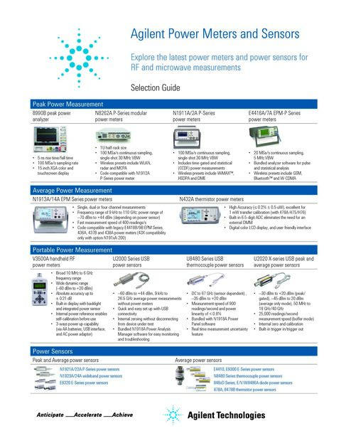 Power Meters and Sensors (Agilent Technologies) : (주)에이티 시스템즈