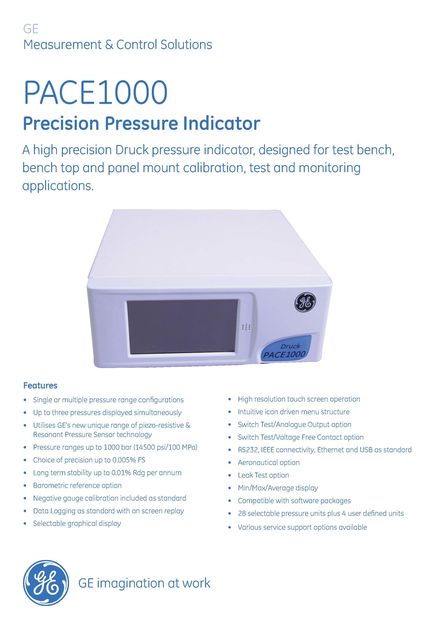 Precision Pressure Indicator - PACE1000 (GE) : (주)에이티 시스템즈