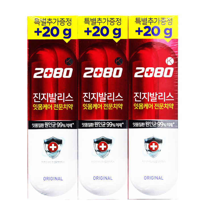 2080 진지발리스 치약 기획 오리지날 (120g+20g x 3개) : 레몬샵