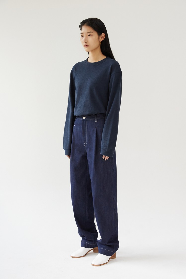 CINCH-BACK TROUSERS DENIM WASH : TAILLE 타일레