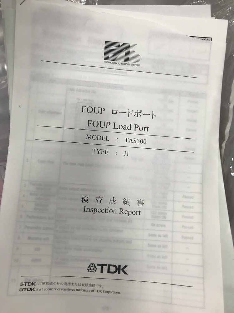 TDK TAS300 TYPE J1 Load Port : 세미솔루션 코리아 Semisolution Korea