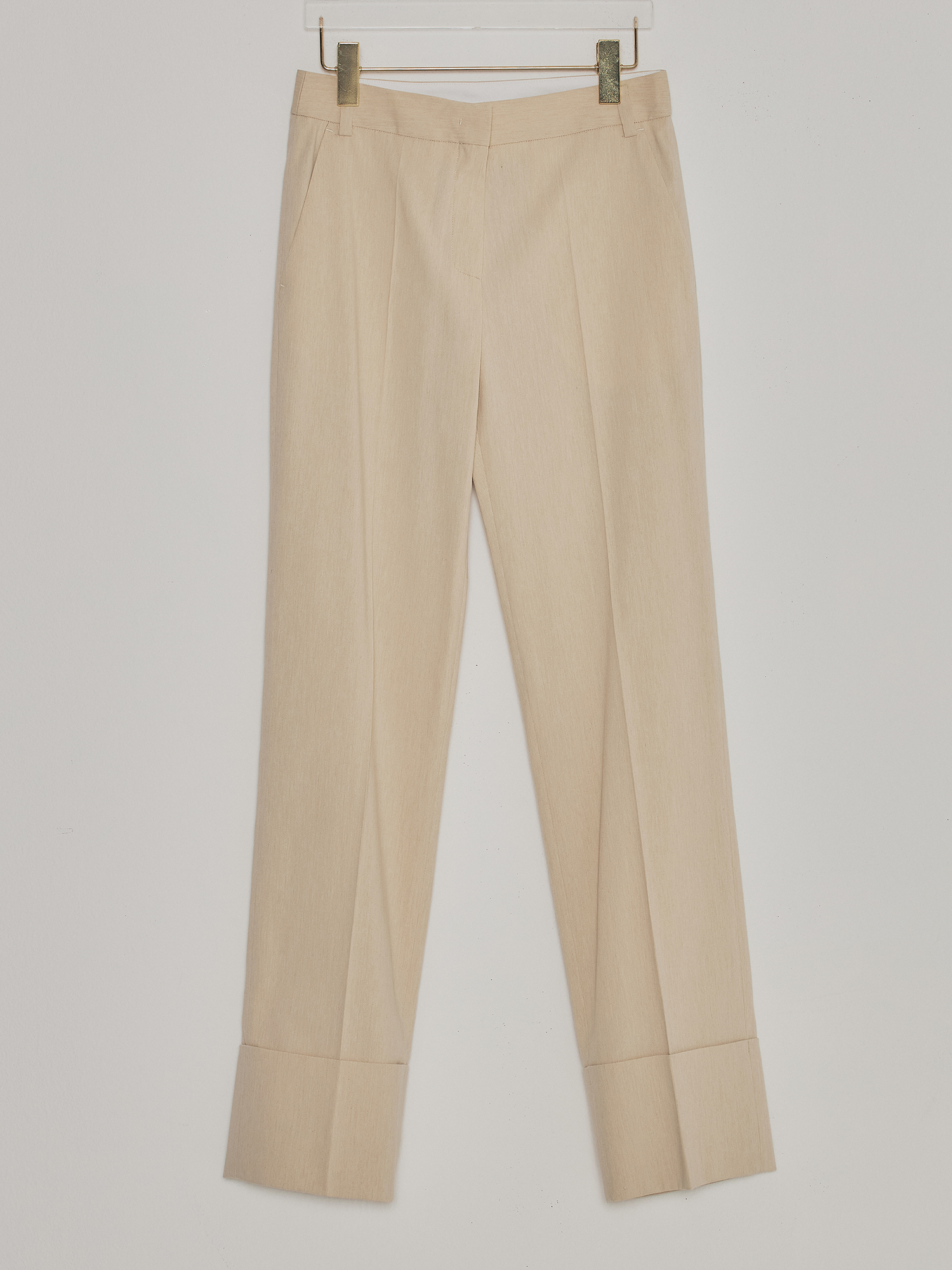 PEPSI Straight-fit Cuffed Pants Beige : EENK