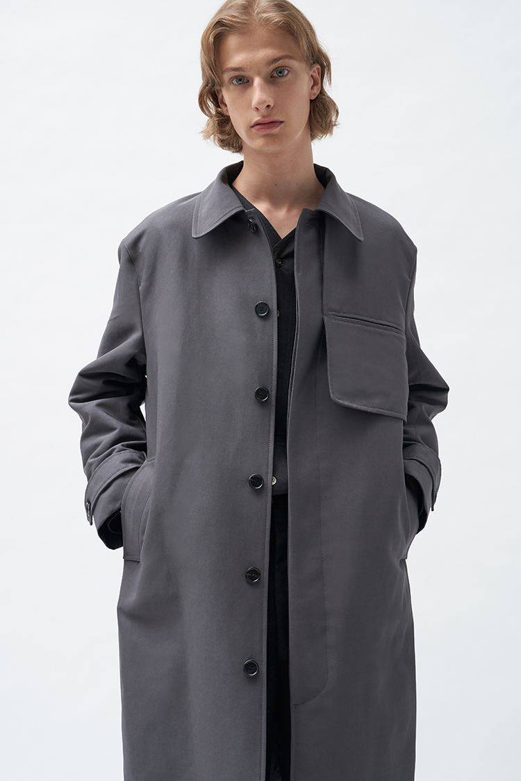 flap pocket mac coat (dusty charcoal) : AUBOUR - 아우브아워