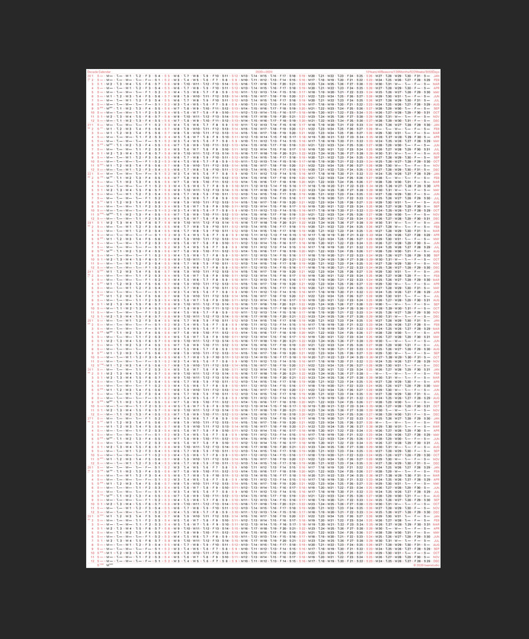 Decade Calendar 2020-2029 : The Book Society