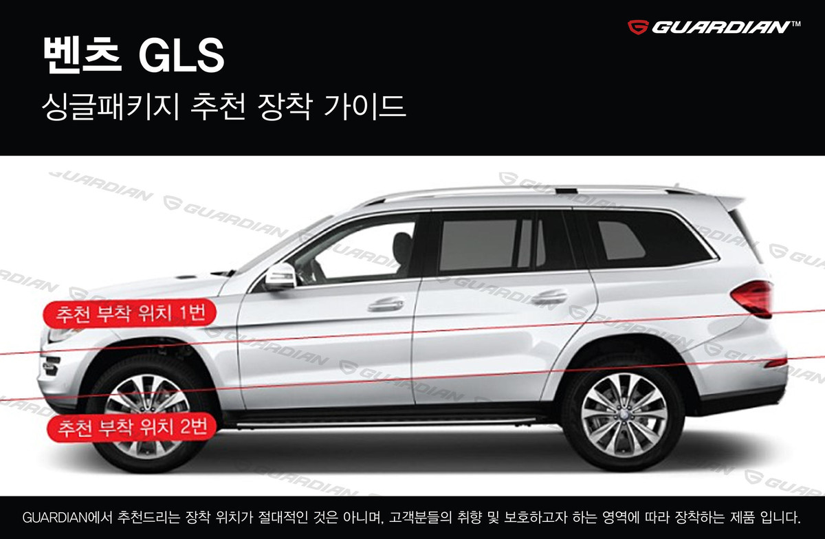 벤츠 GLS (C257)_ 제품 장착 위치/각도 및 컬러매칭 : 가디언 도어가드 공식 홈페이지