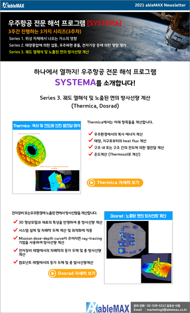 우주항공 전문 해석 프로그램_Series 3. 궤도 열해석 및 노출된 면의 방사선량 계산 [SYSTEMA] : ableMAX
