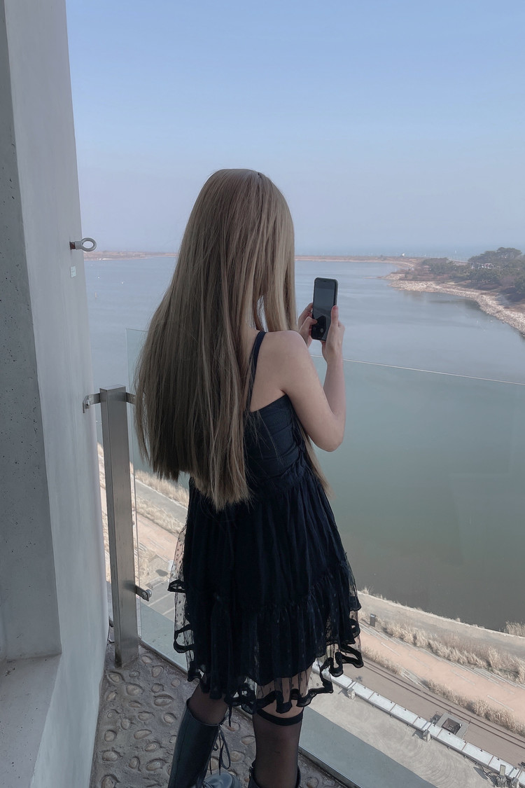 [ 18th ] Black string frill one piece : SWIMCITY