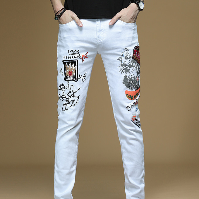 K387_화이트자수팬츠 : 신사패션