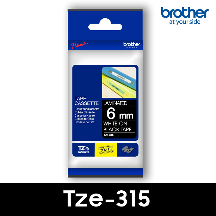 Tze-315_검정바탕_흰색글씨_6mm 브라더 라벨프린터 한국총판 정품라벨테이프
