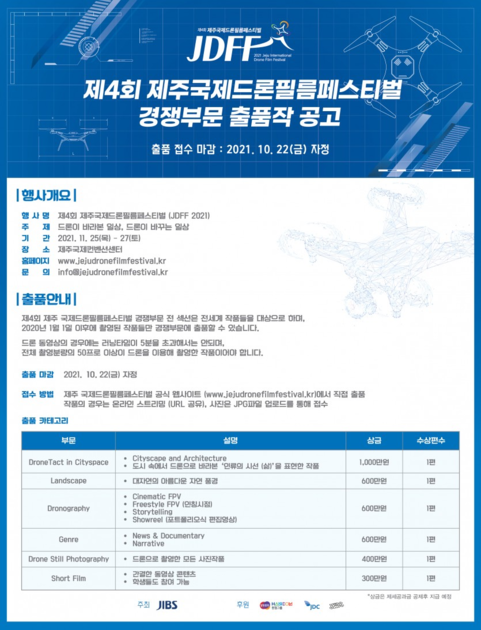[JDFF] 제4회 제주국제드론필름페스티벌 경쟁부문 출품작 공고 (~10/22, 금) : 잇지제주ㅣ강연·교육 프로그램
