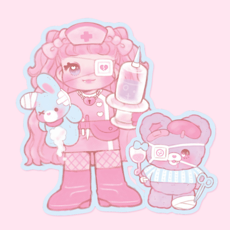Seolkee illust | Pastel Nurse piece sticker SET : Lovticker