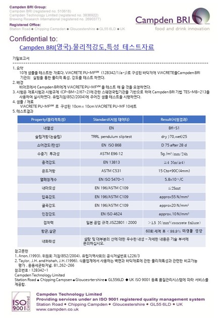 Campden BRI [영국] 물리적특성강도 테스트 : 온크리트