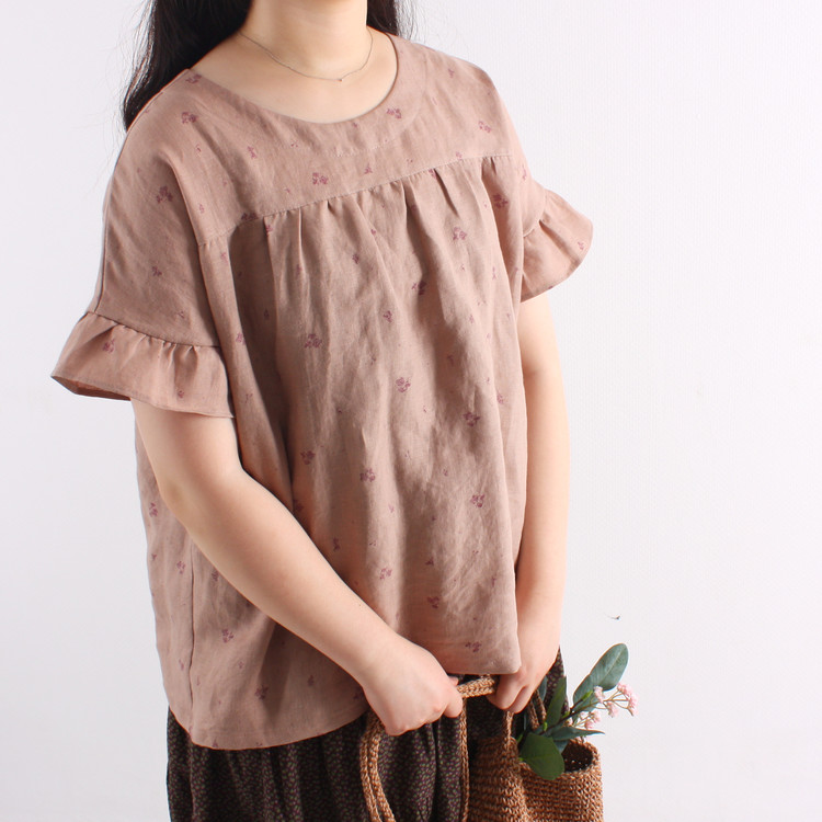 Linen Frill Sleeve Loose Fit Blouse top Pattern : Sewingman Pattern