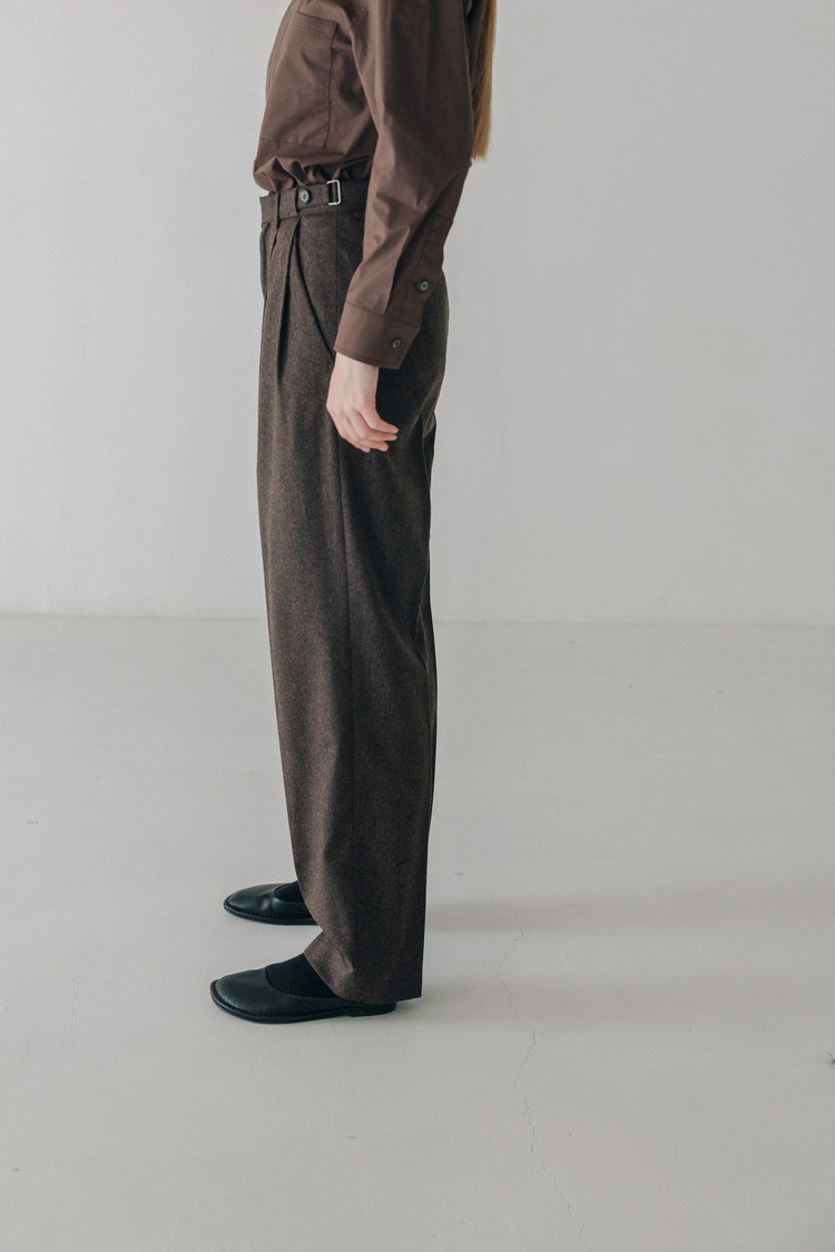 Side detail wool slacks ( wood brown ) : AUBOUR - 아우브아워