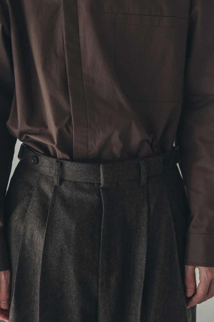 2nd open / Side detail wool slacks ( wood brown ) : AUBOUR - 아우브아워