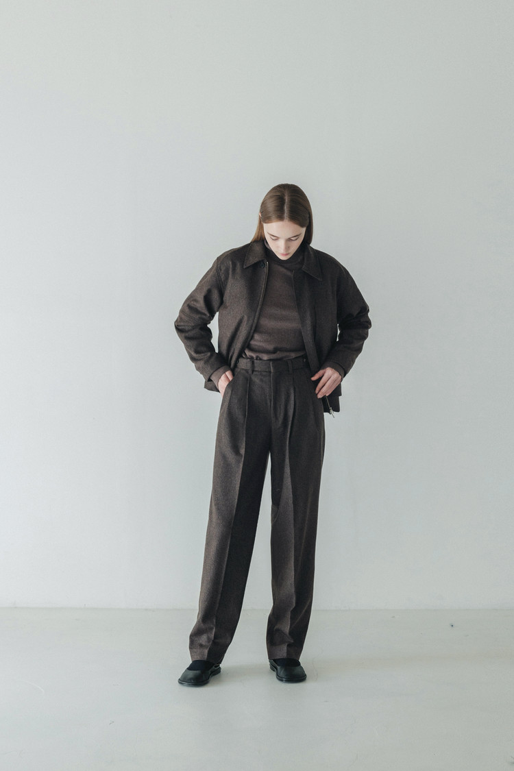 Side detail wool slacks ( wood brown ) : AUBOUR - 아우브아워