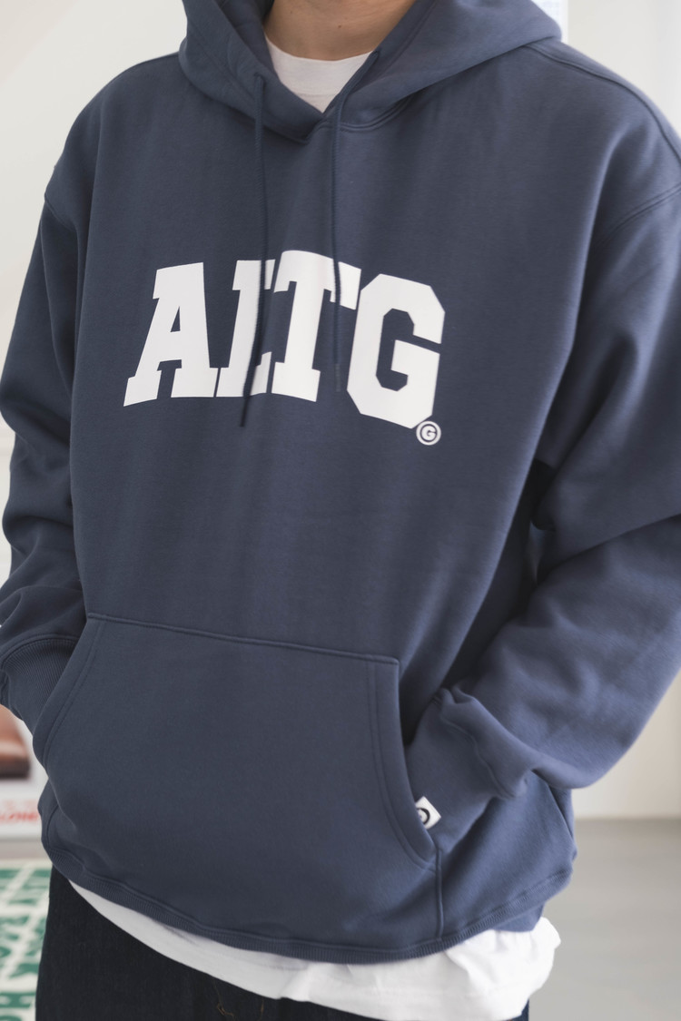 ALTG LOGO HOODIE NAVY : although(올도우)