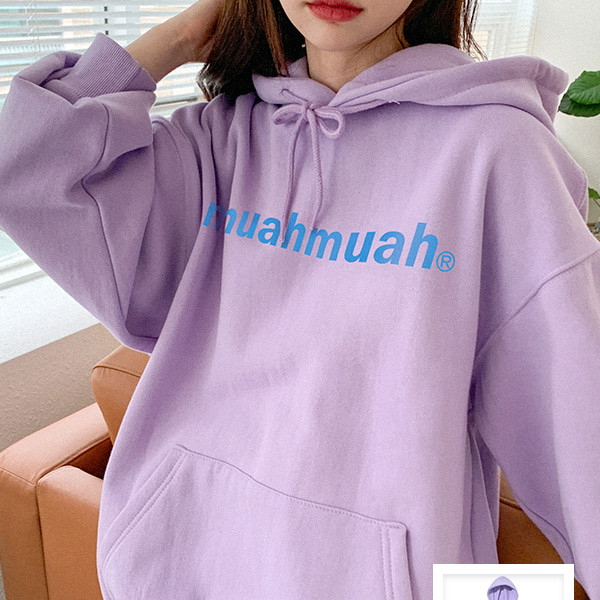 [MUAH MUAH] LOWER LOGO PRINTING HOODIE (7 COLOR) : チンチャ韓国代行