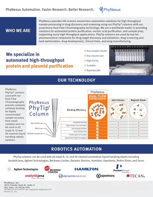 PhyNexus provides automation solutions for high throughtput sample ...