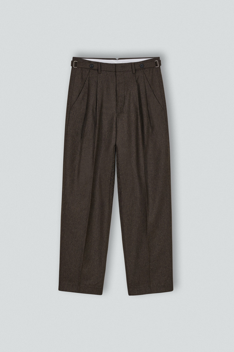 2nd open / Side detail wool slacks ( wood brown ) : AUBOUR - 아우브아워