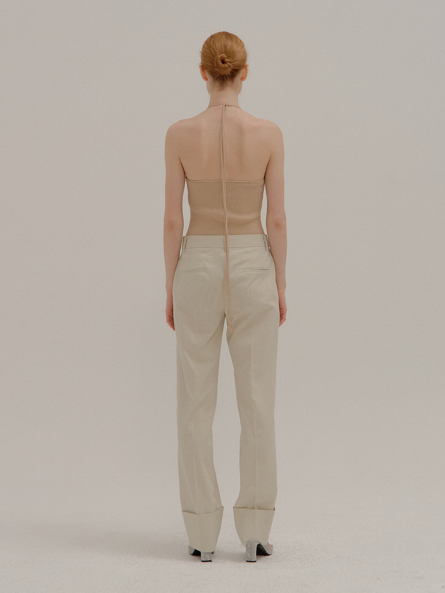 PEPSI Straight-fit Cuffed Pants Beige : EENK