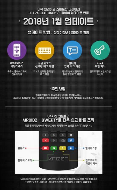 Ultracube U4X+S 2018년 1월 펌웨어 업데이트 안내 : 크라이저 공지사항