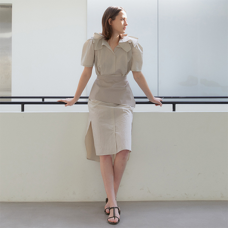 (KEUNI) ALINA ECO LEATHER SKIRT "WEAR OVER THE DRESS"_BEIGE : wink ...