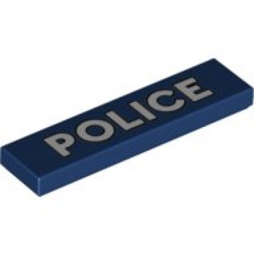 레고부품 Dark Blue Tile 1 x 4 with White 'POLICE' with Black Outline ...