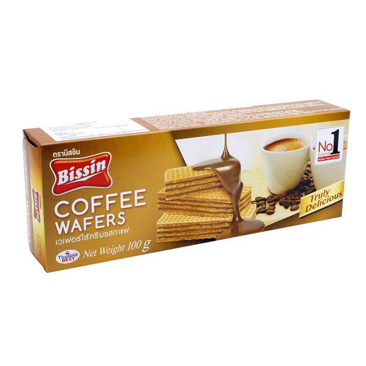 Bissin/บิสชิน เวเฟอร์ไส้ครีม รสกาแฟ 100 กรัม : นิโกะ นิโกะ มาร์เก็ต ...