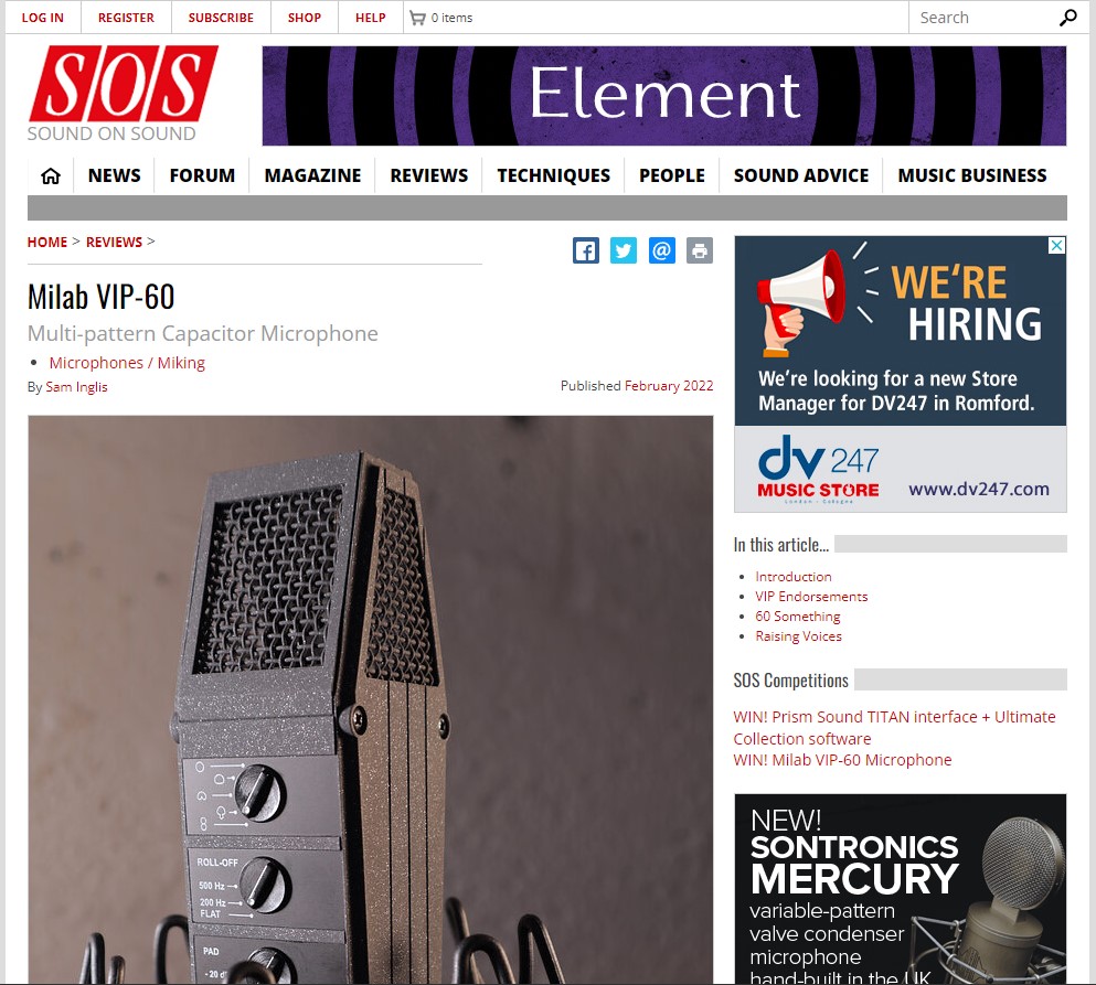 Milab VIP-60 Review by SOUND ON SOUND : 사운드스퀘어