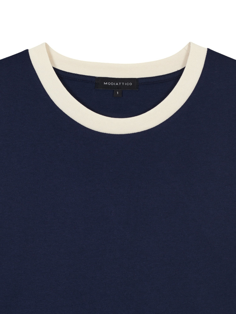 RINGER Cotton T-Shirt Navy : MODIATTICO