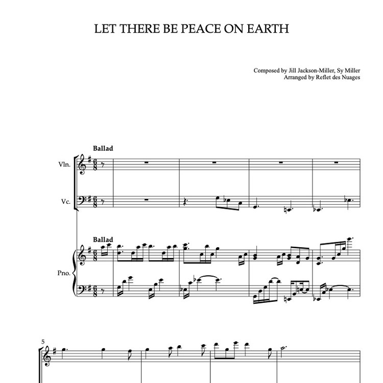 [TRIO SHEET MUSIC] Let There Be Peace on Earth - Violin, Cello and ...