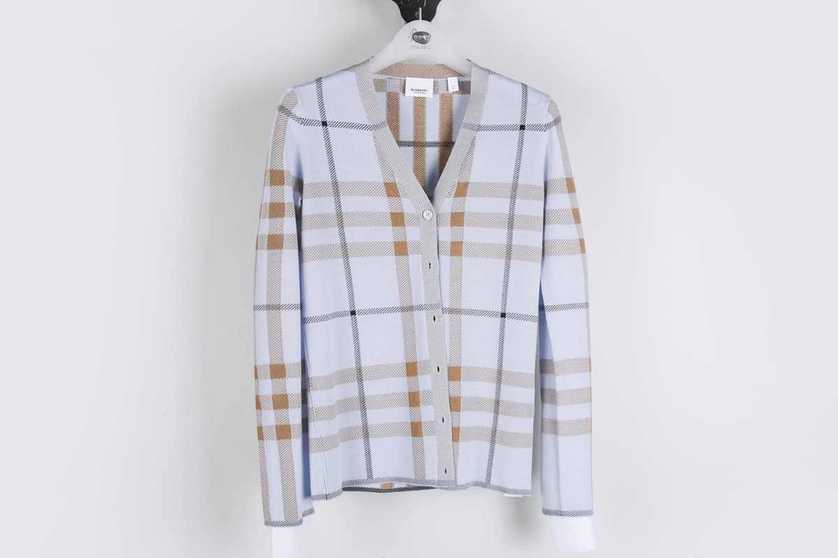 [burberry 버버리] 체크 가디건 쿨화이트