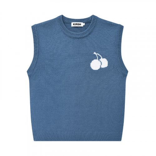 [KIRSH] UNI MIDDLE CHERRY KNIT VEST KS (BLUE) : チンチャ韓国代行