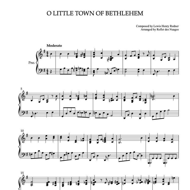 [PIANO SOLO SHEET MUSIC] O Little Town of Bethlehem Sheet Music ...