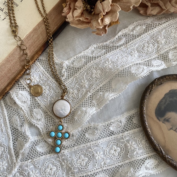 Hope Gold-plated Turquoise Cross Necklace : Jamie collections