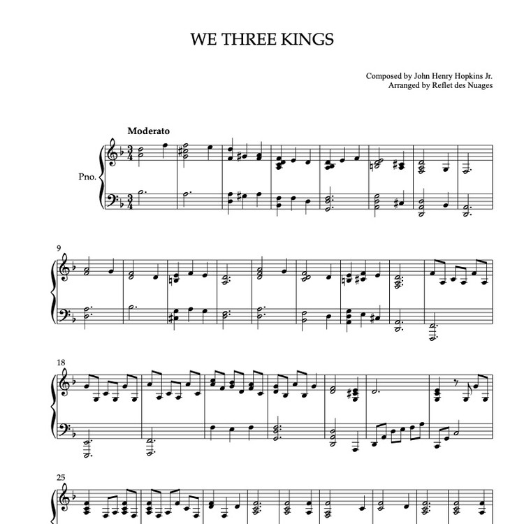 [PIANO SOLO SHEET MUSIC] We Three Kings Sheet Music : MUSICALIBRA