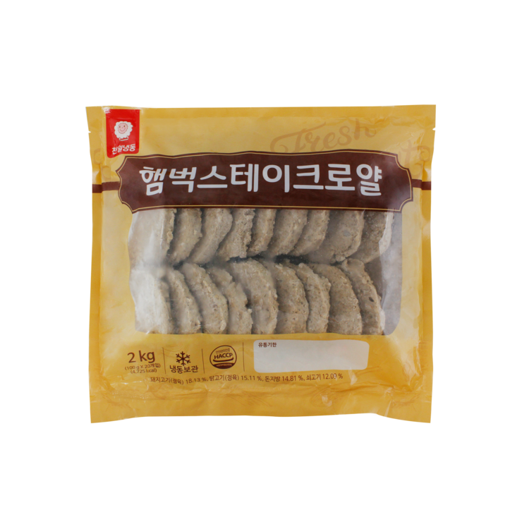 천일 햄벅스테이크로얄 2kg (100g x 20개입) 함박스테이크 : 마켓다나와