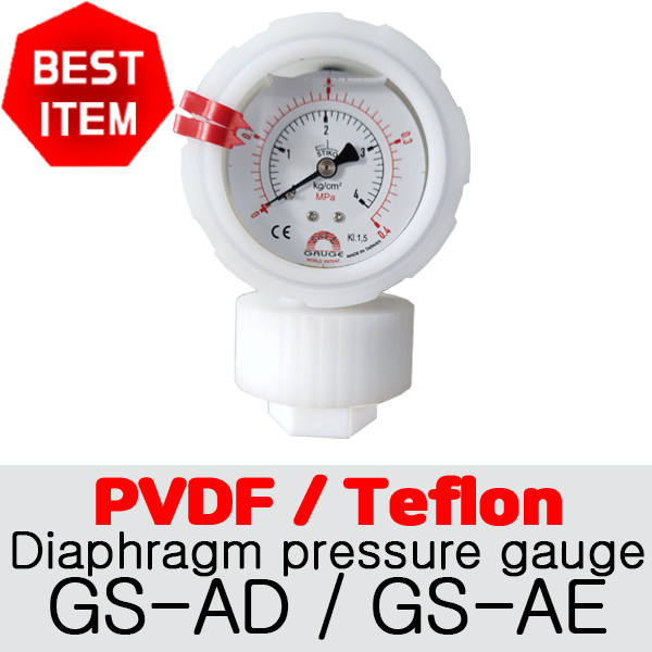 GS-AE,(dia=63mm,오일유) HWACHI Teflon Diaphragm Pressure Gauge Teflon ...