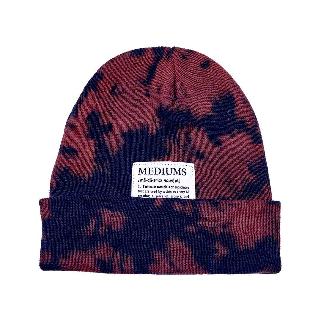 Hand Bleach Tie-Dyed Beanie - Navy & Purple : MEDIUMS