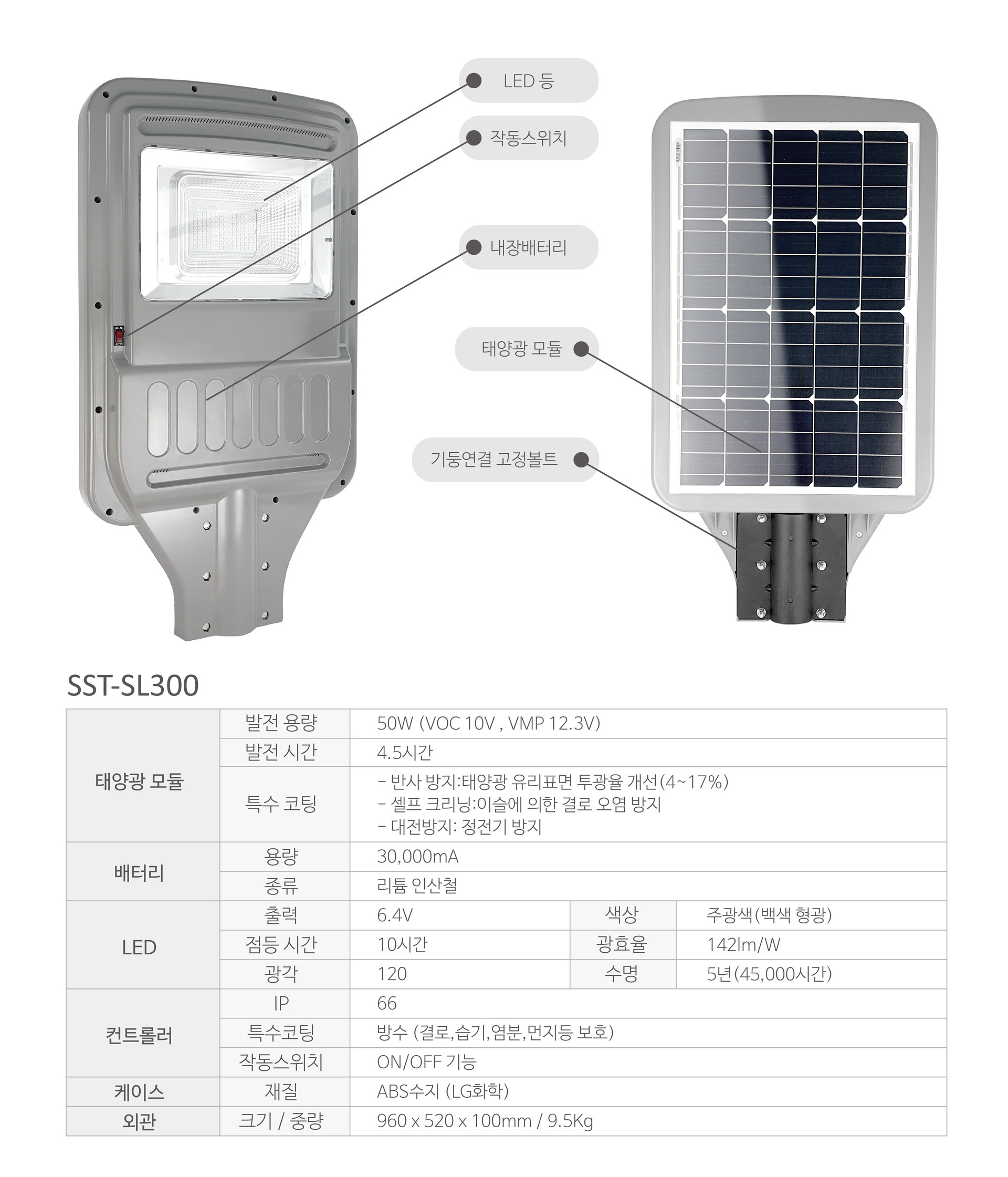 수영에너지 일체형 태양광 Led 가로등