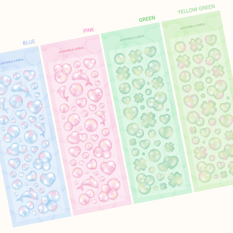 Angora Lora | Dolphin&Clover Bubble Stickers (4types) : Lovticker