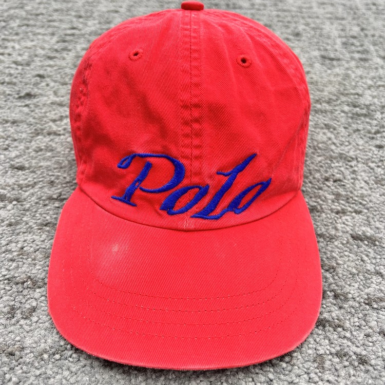 90s polo script logo leather strap cap : soberseoul
