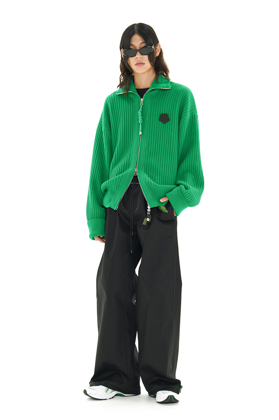 Ribbed zipper knit jacket (fern green) : 더 아이덴티티 프로젝트 LAB