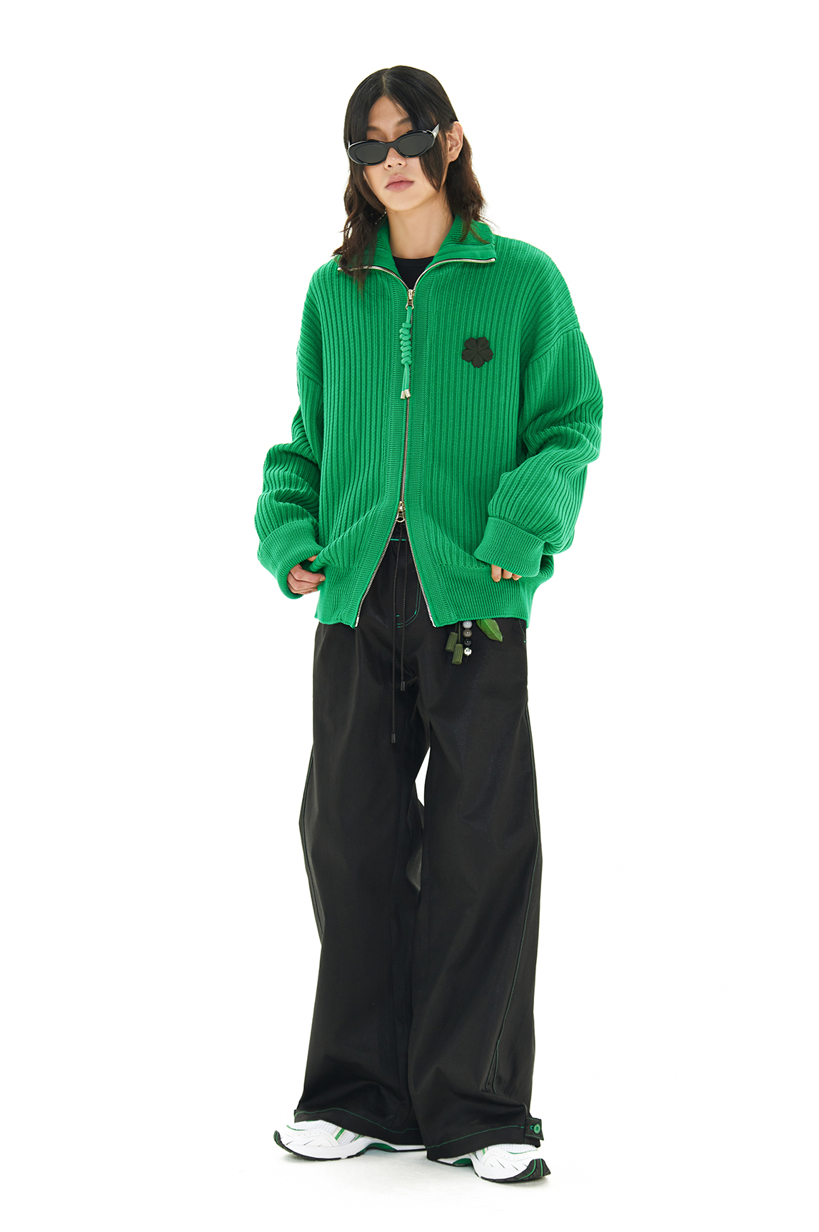 Ribbed zipper knit jacket (fern green) : 더 아이덴티티 프로젝트 LAB