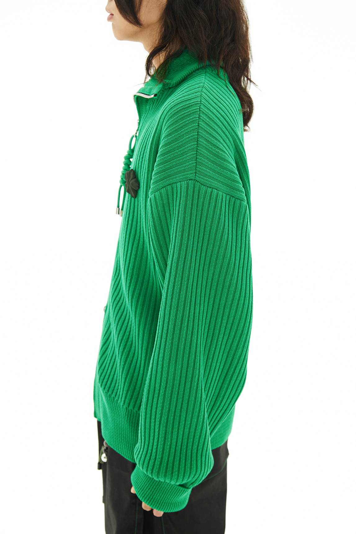 Ribbed zipper knit jacket (fern green) : 더 아이덴티티 프로젝트 LAB