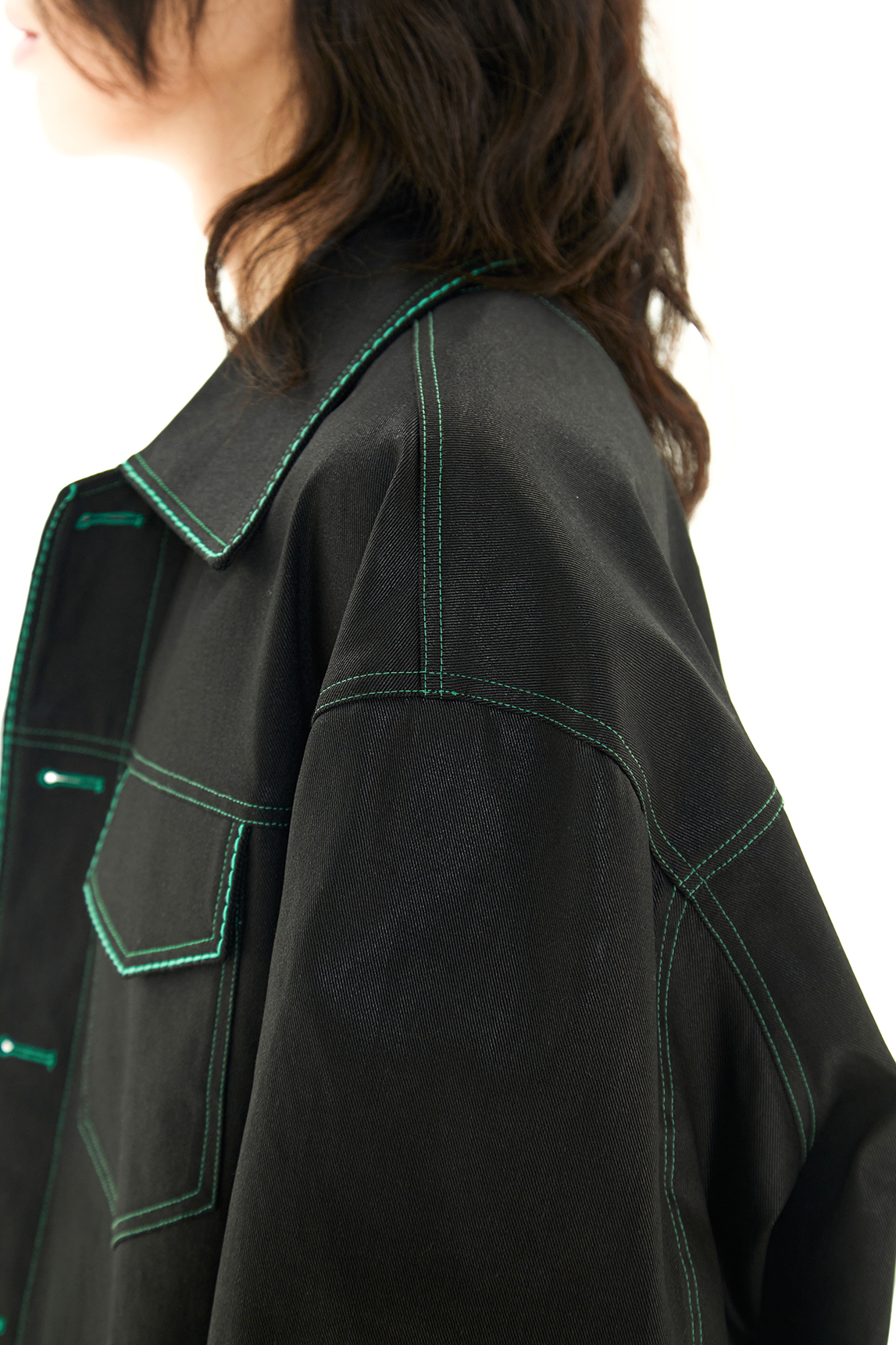 Coating denim jacket (black) : 더 아이덴티티 프로젝트 LAB