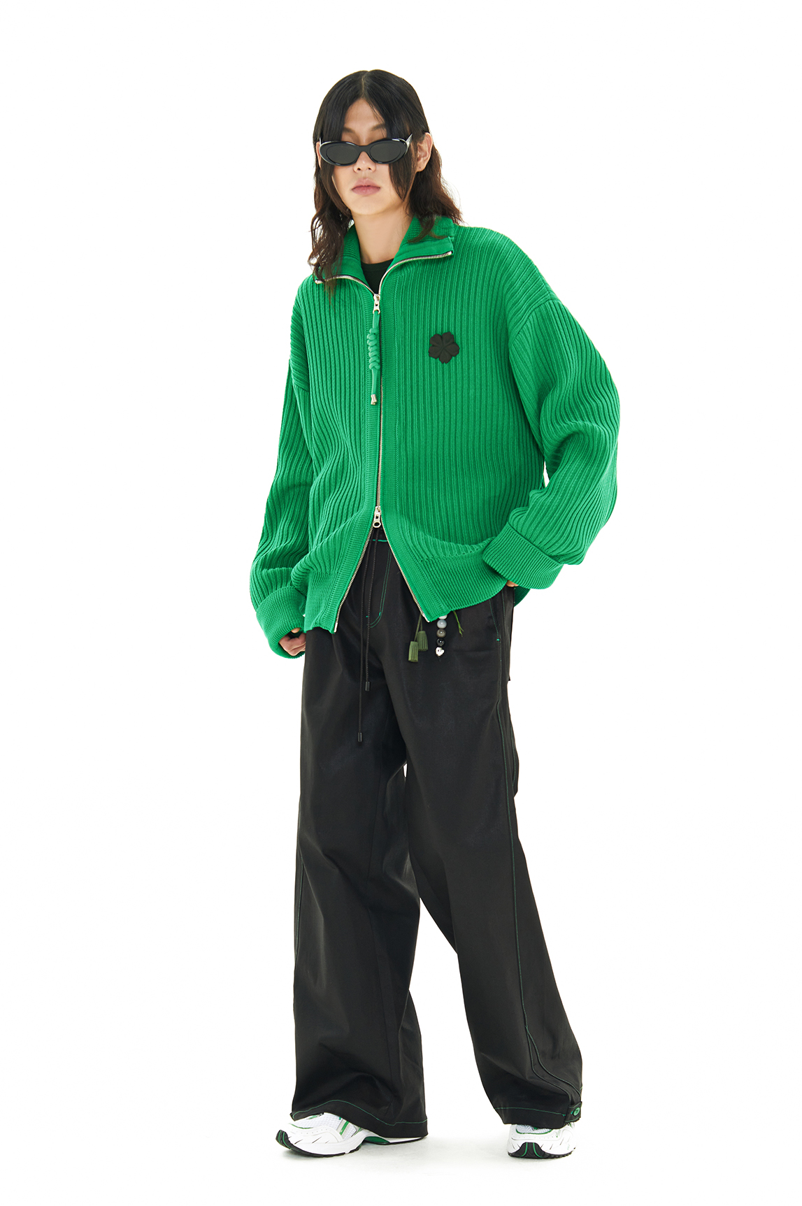 Ribbed zipper knit jacket (fern green) : 더 아이덴티티 프로젝트 LAB